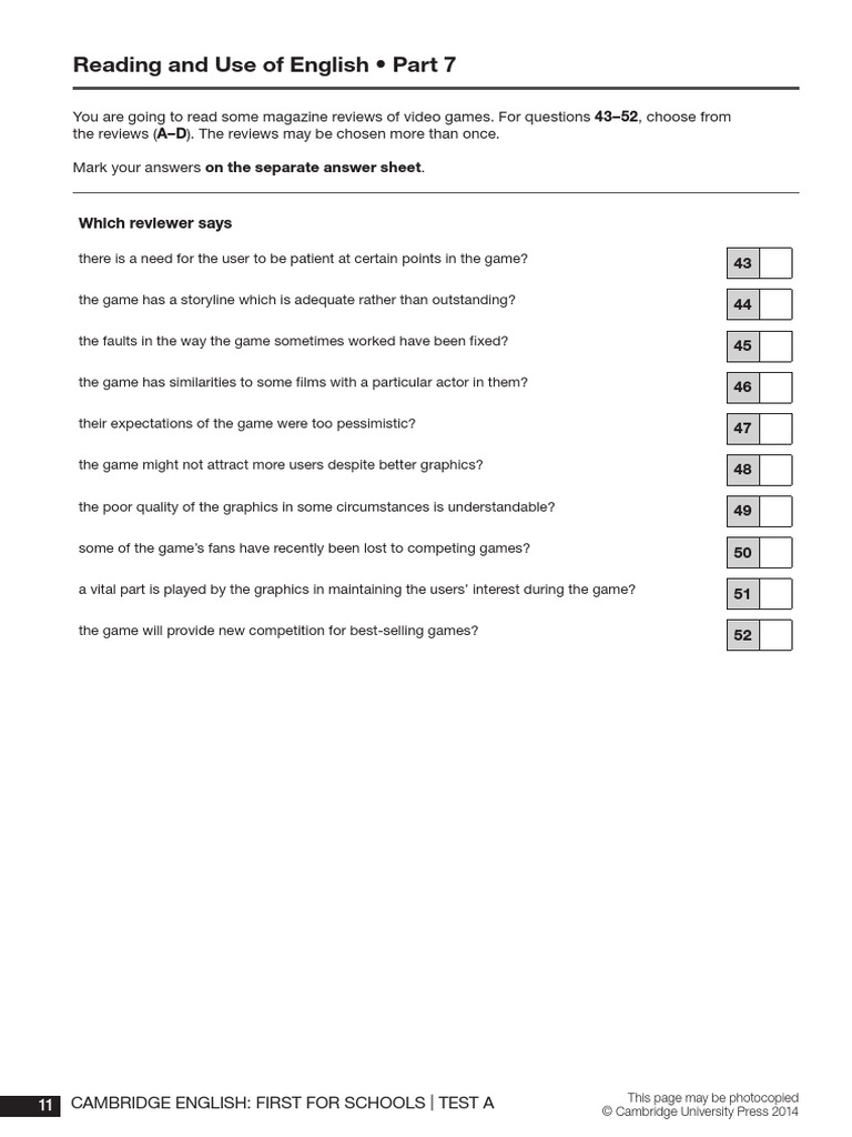 Secondary 6 FCE ExamPack FOUR Reading and Listening | PDF