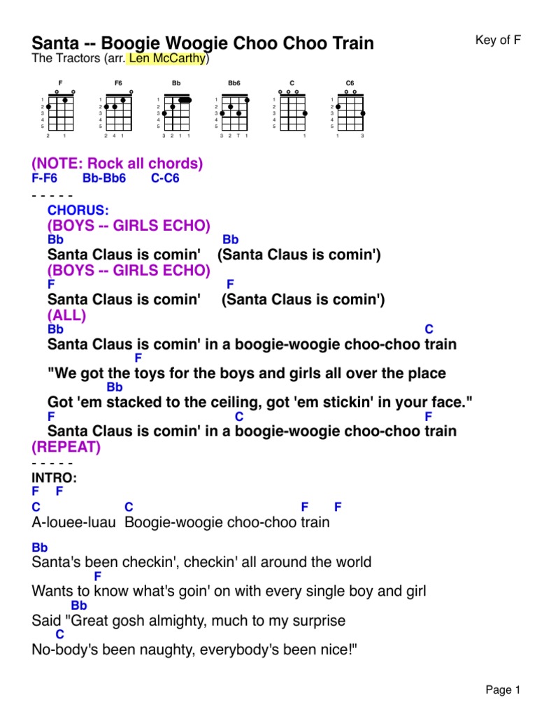 Santa Boogie Woogie Choo Choo Song | PDF | Santa Claus's Reindeer ...