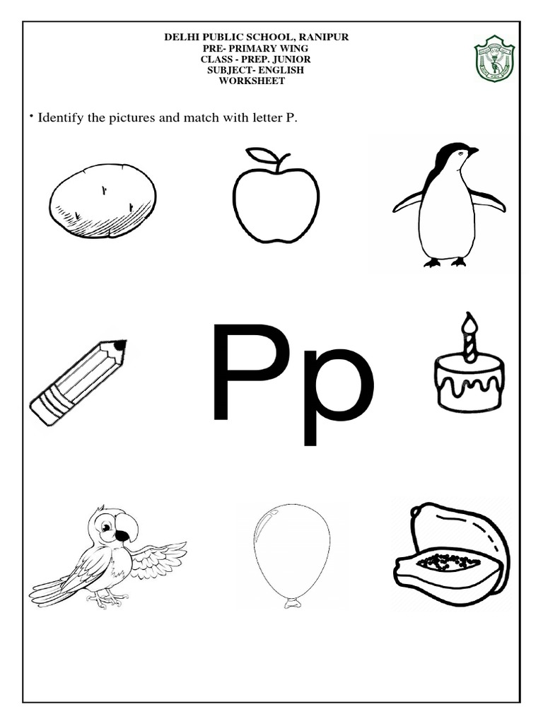 Identify The Pictures and Match With Letter P.: Delhi Public School ...