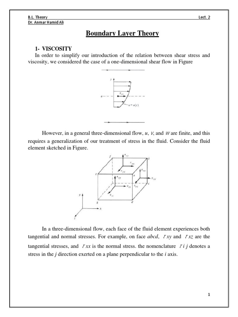 Boundary Layer Theory: 1-Viscosity | PDF | Stress (Mechanics) | Viscosity