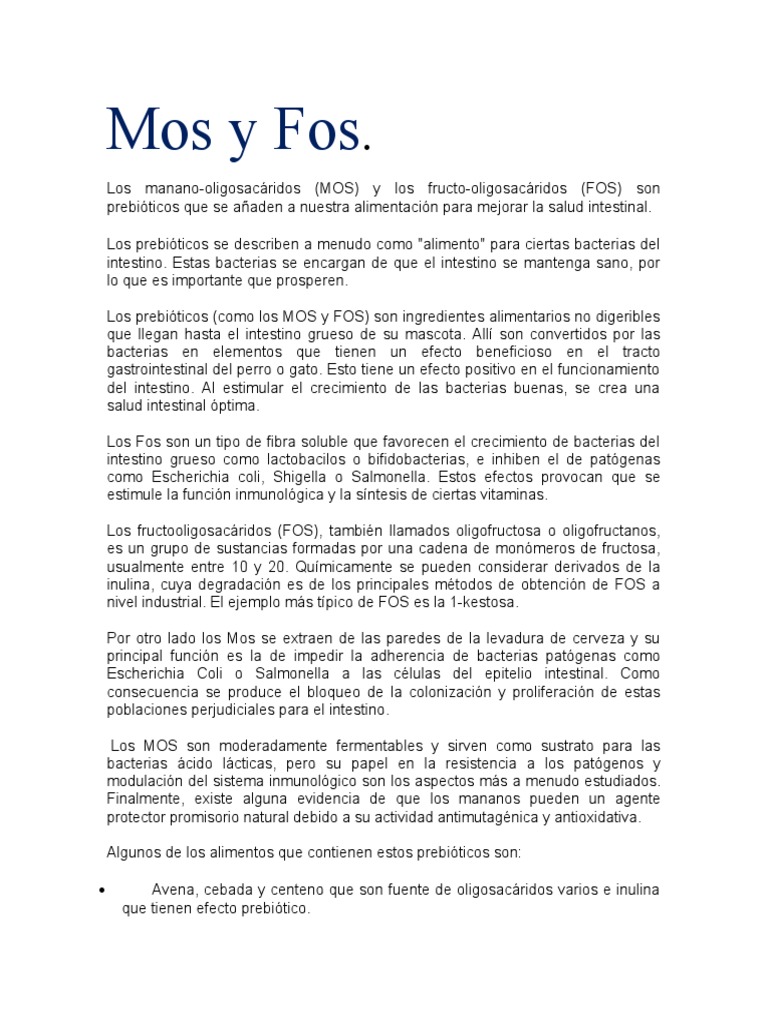Mos y Fos | PDF | Nutrición | Dieta y nutrición