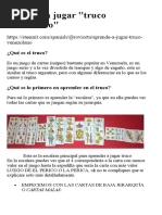 Reglas del truco argentino valores y señas de las cartas | PDF | Jugando a las cartas | Bienes ...