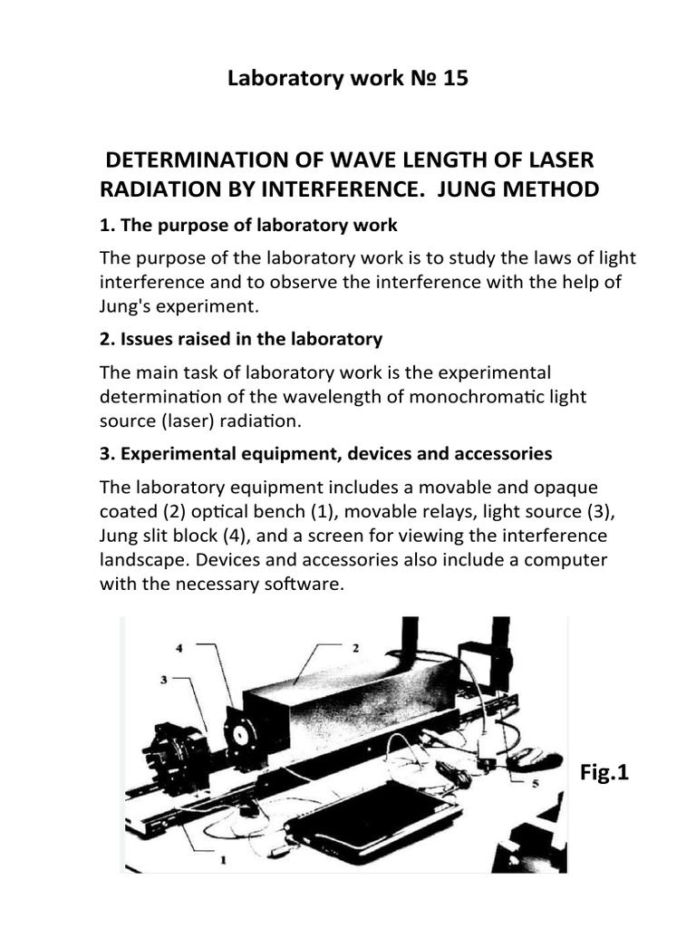 Determination of Wave Length of Laser Radiation by Interference. Jung Method | PDF ...