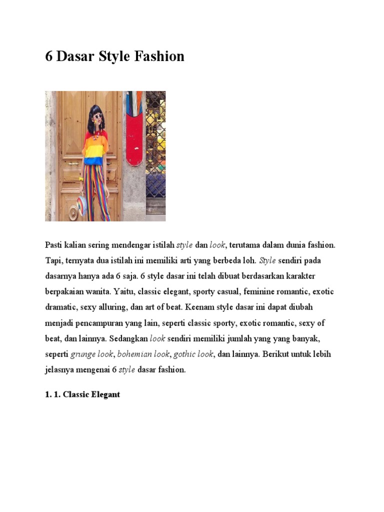 6 Dasar Gaya Fashion Wanita | PDF