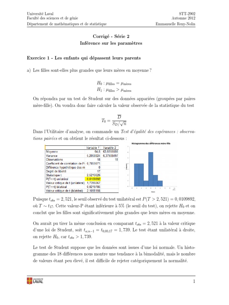 Inférence Statistique et Tests d'Hypothèses | PDF | Valeur p | Analyse ...