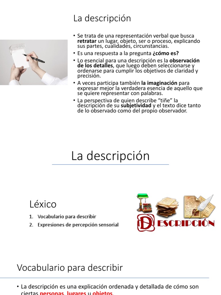 Vocabulario para Describir | PDF