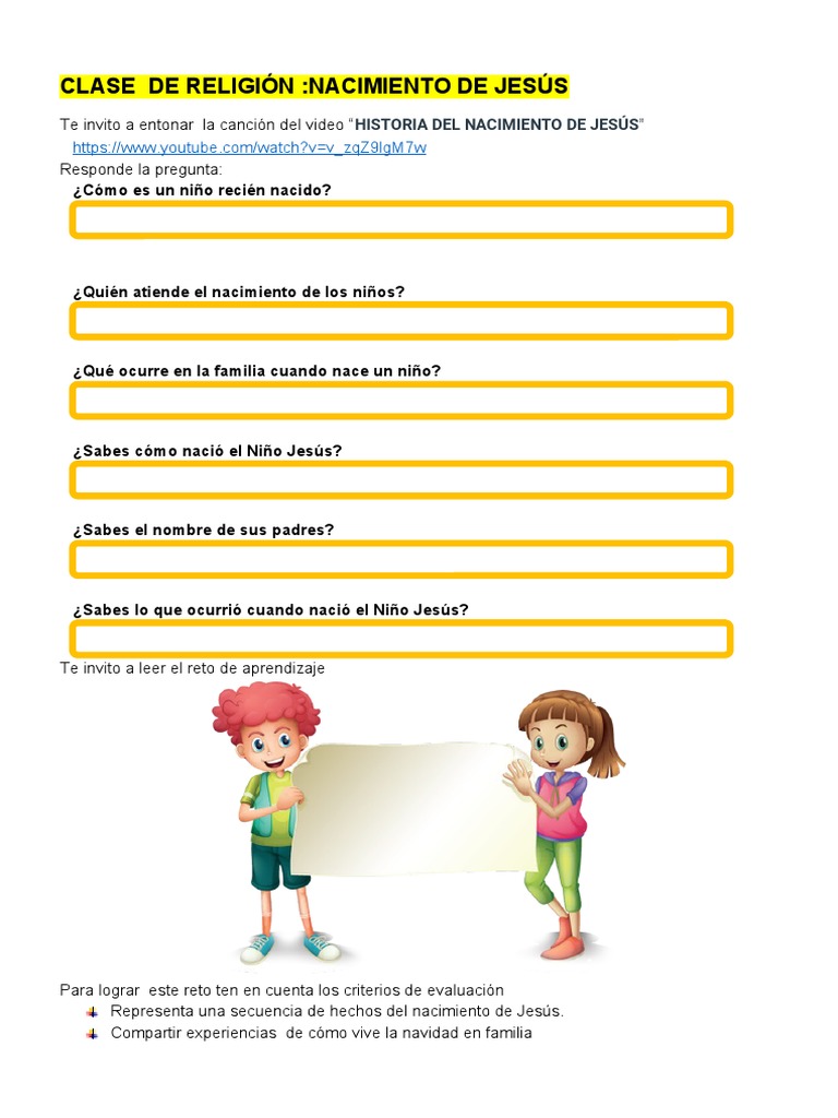 Clase de Religión El Nacimiento de Jesús | PDF | Natividad De Jesus ...