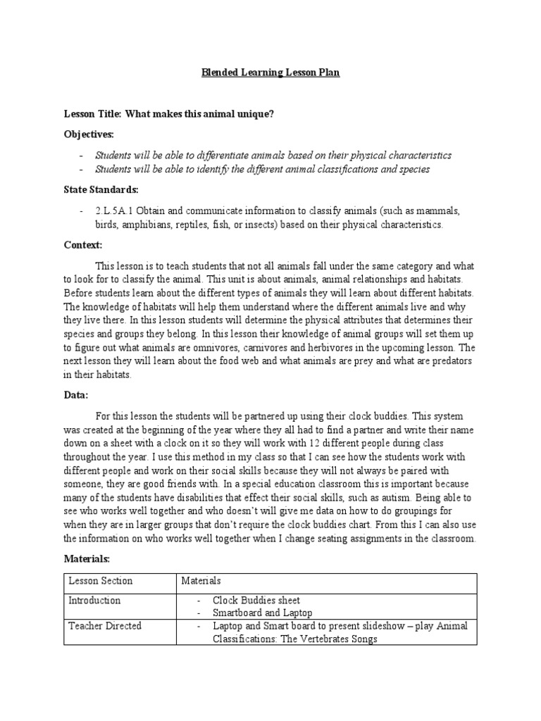 Blended Learning Lesson Plan | PDF | Multimedia | Lesson Plan