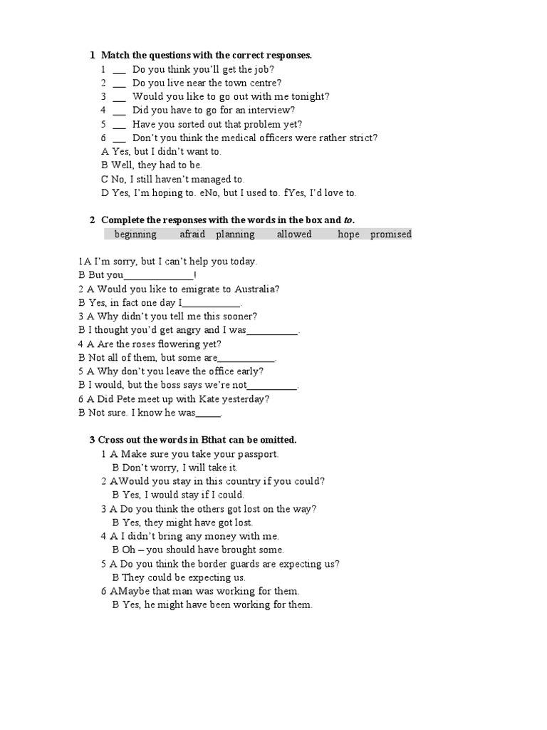 1 Match The Questions With The Correct Responses | PDF