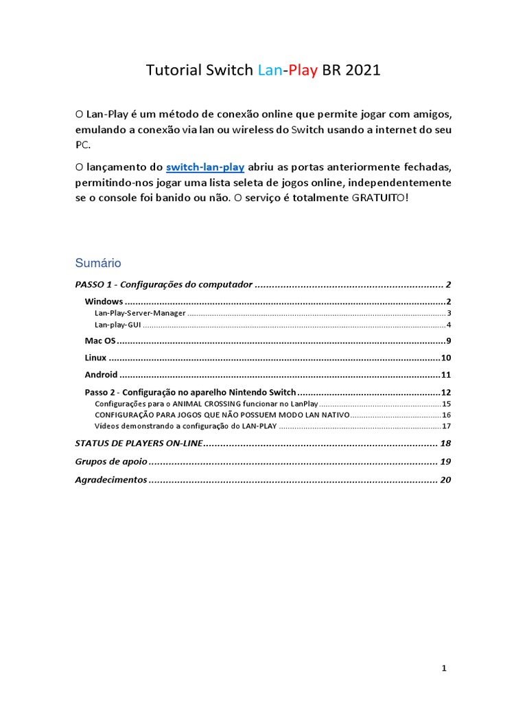 Tutorial Switch Lan-Play BR | PDF | Microsoft Windows | Servidor ...
