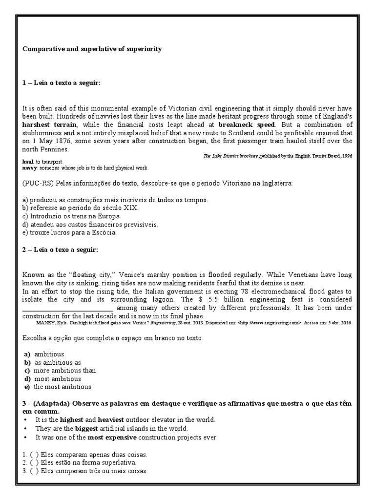 Comparative and Superlative of Superiority | PDF | Foreign Language ...