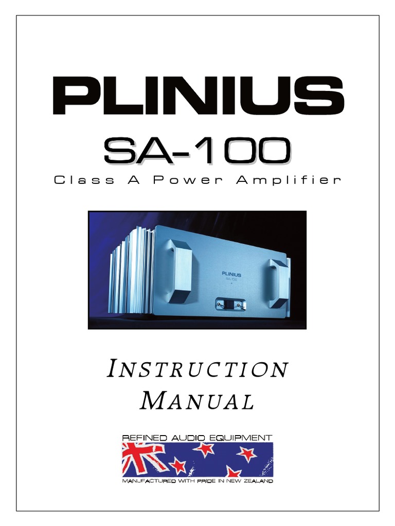 Plinius SA-100 Manual | PDF | Amplifier | Electrical Connector