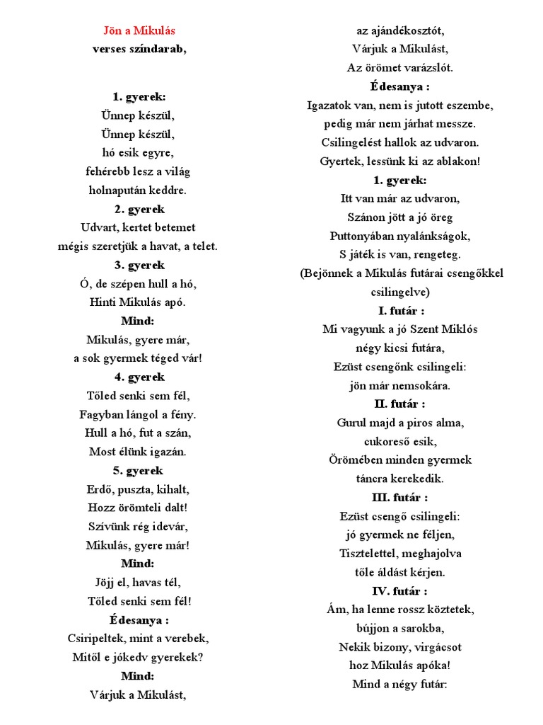 Jon A Mikulas - Verses Szindarab | PDF