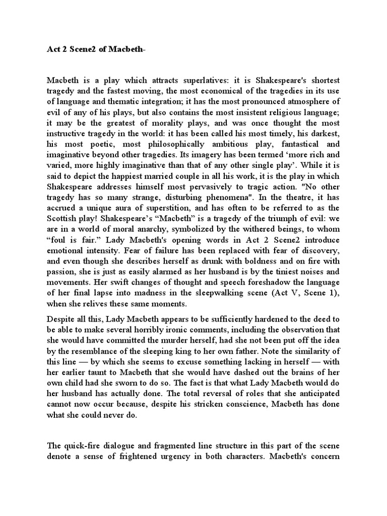 Act 2 Scene2 of Macbeth | PDF | Macbeth | Tragedy