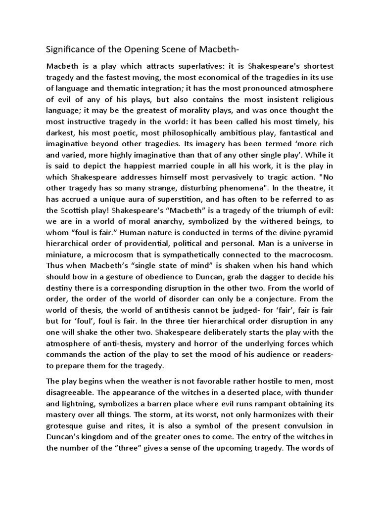 Significance of The Opening Scene of Macbeth | PDF | Macbeth