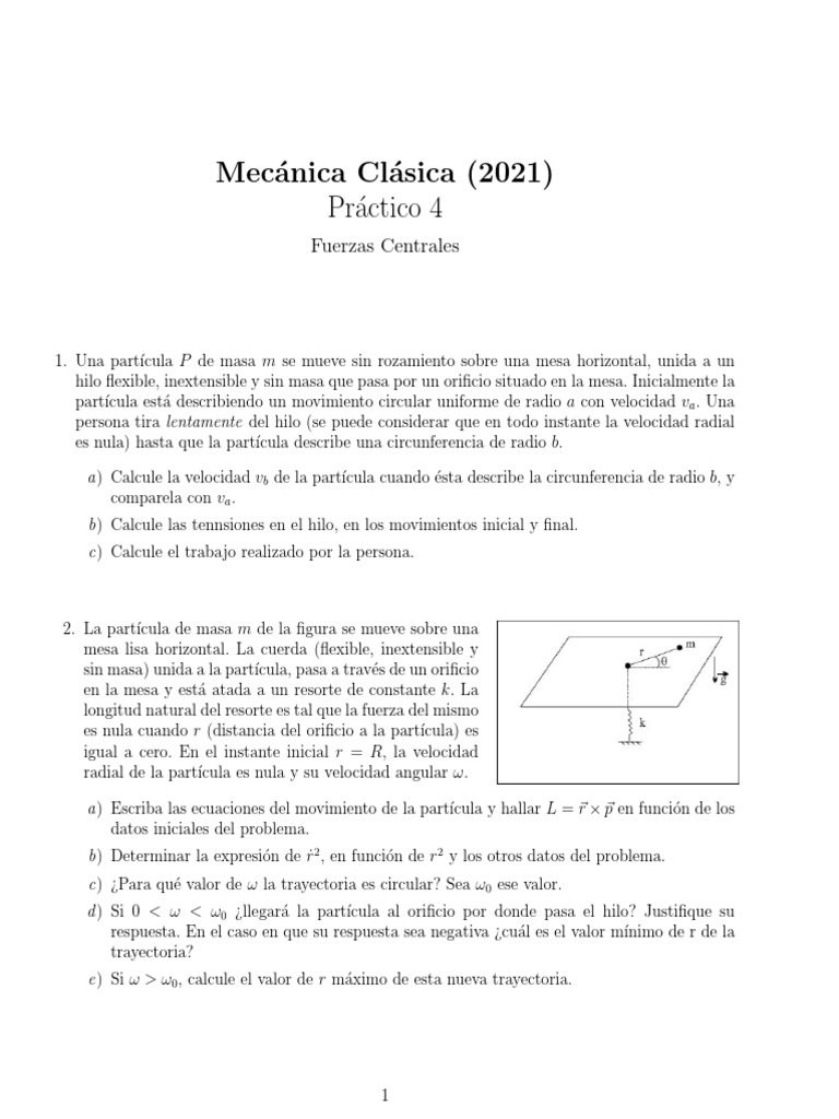 Mecanica Clasica Practico 4 | PDF | Orbita | Vector Euclidiano
