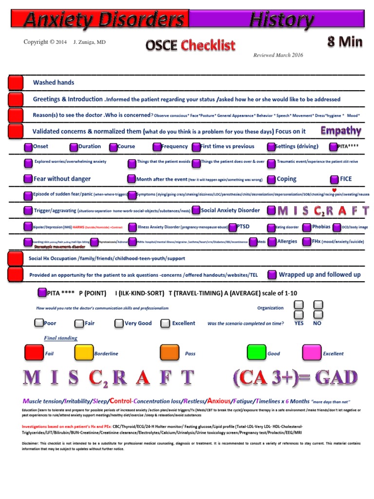 Checklist Anxiety Disorder | PDF | Anxiety Disorder | Mental Disorder