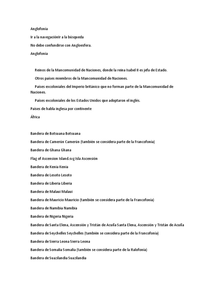 Definición y países de la anglofonía | PDF | Idioma en Inglés | Idiomas