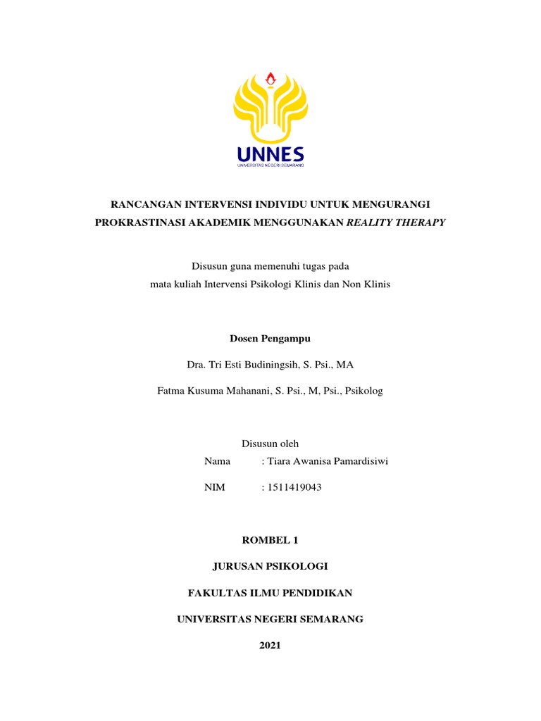 Rancangan Intervensi Individu Untuk Mengurangi Prokrastinasi Akademik ...