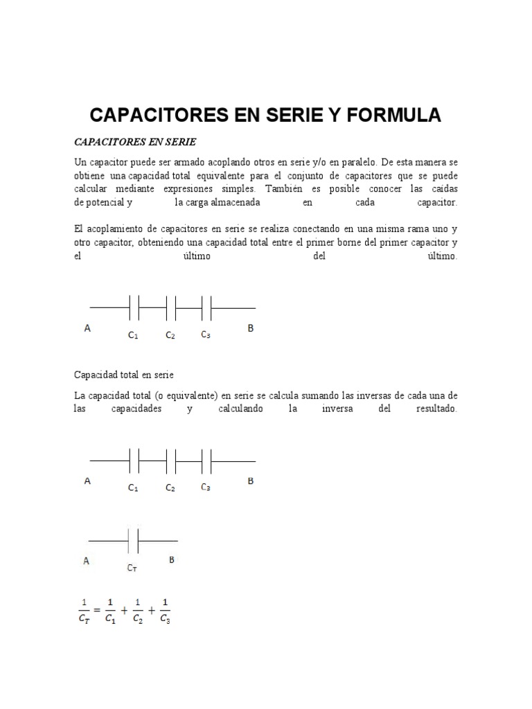 Capacitores en Serie y Formula | PDF | Condensador | Electricidad