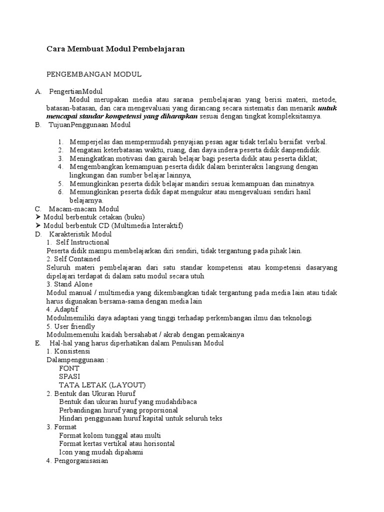 Cara Membuat Modul Pembelajaran | PDF