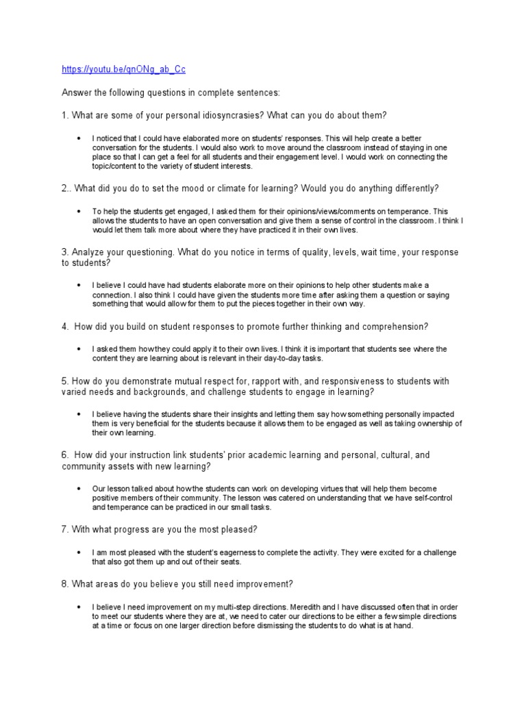 Reflection 6 - Temperance Lesson 11-1-2021 | PDF | Learning | Applied ...