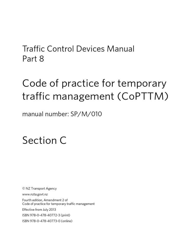 Code of Practice For Temporary Traffic Management (Copttm) : Traffic ...
