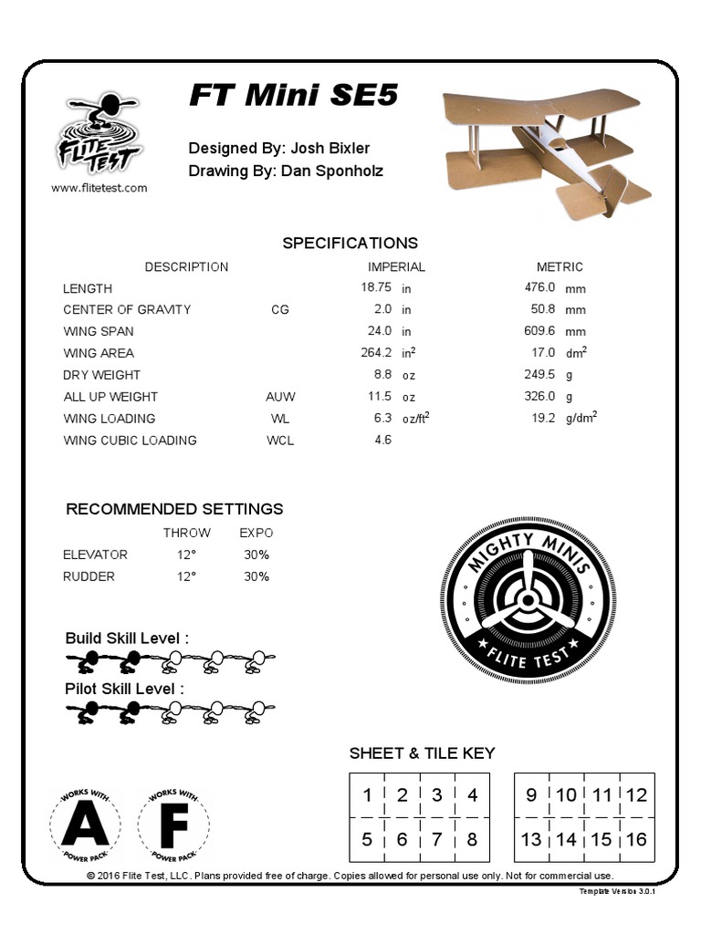 FT Mini SE5: Designed By: Josh Bixler Drawing By: Dan Sponholz | PDF ...