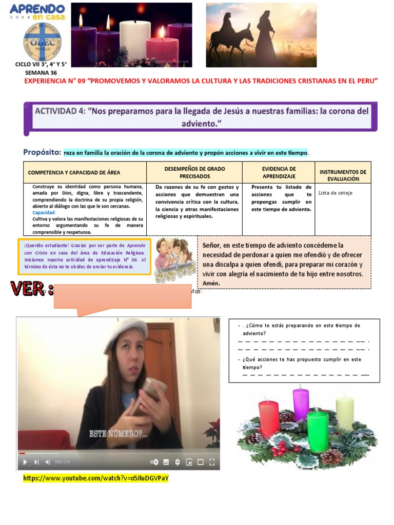 Corona de Adviento - Vii Ciclo | PDF | Adviento | Oración