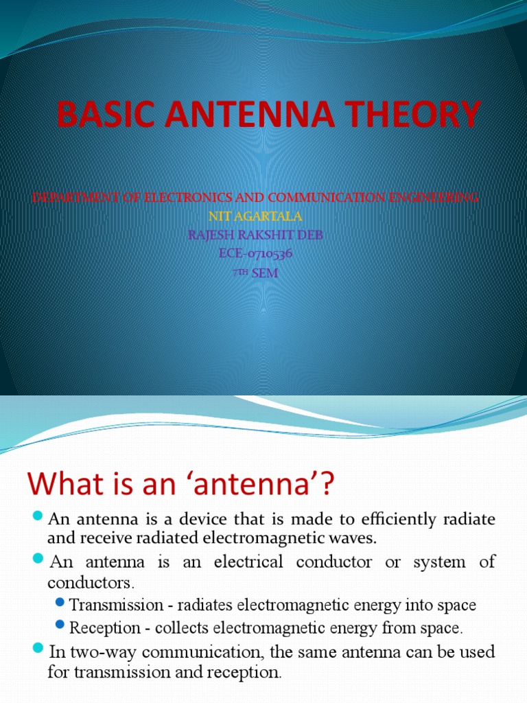 Basic Antenna Theory: Department of Electronics and Communication ...