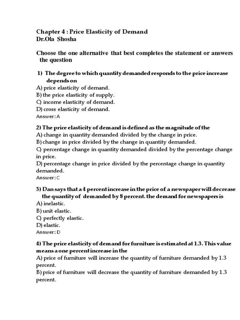 ch4 - Demand Elasticity | PDF | Elasticity (Economics) | Demand