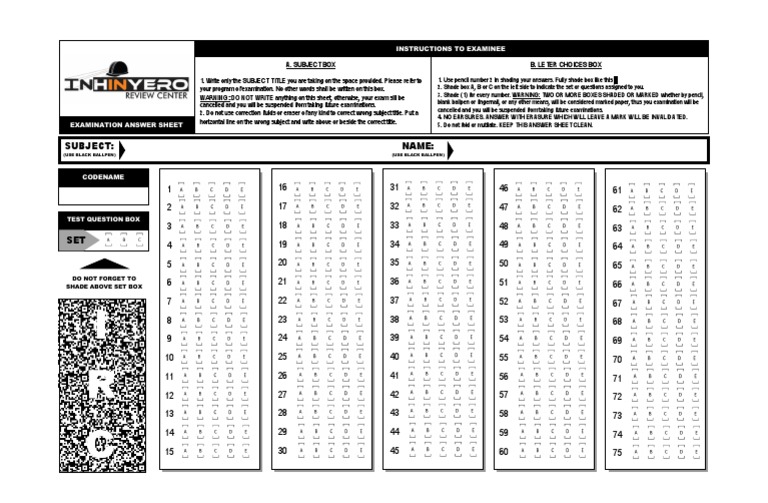 Irc Answer Sheet 75 Items | Download Free PDF | Test (Assessment) | Tests