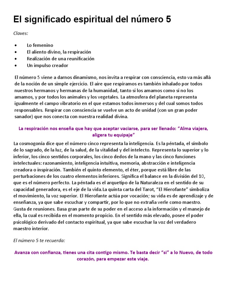 El Significado Espiritual Del Número 5 | PDF