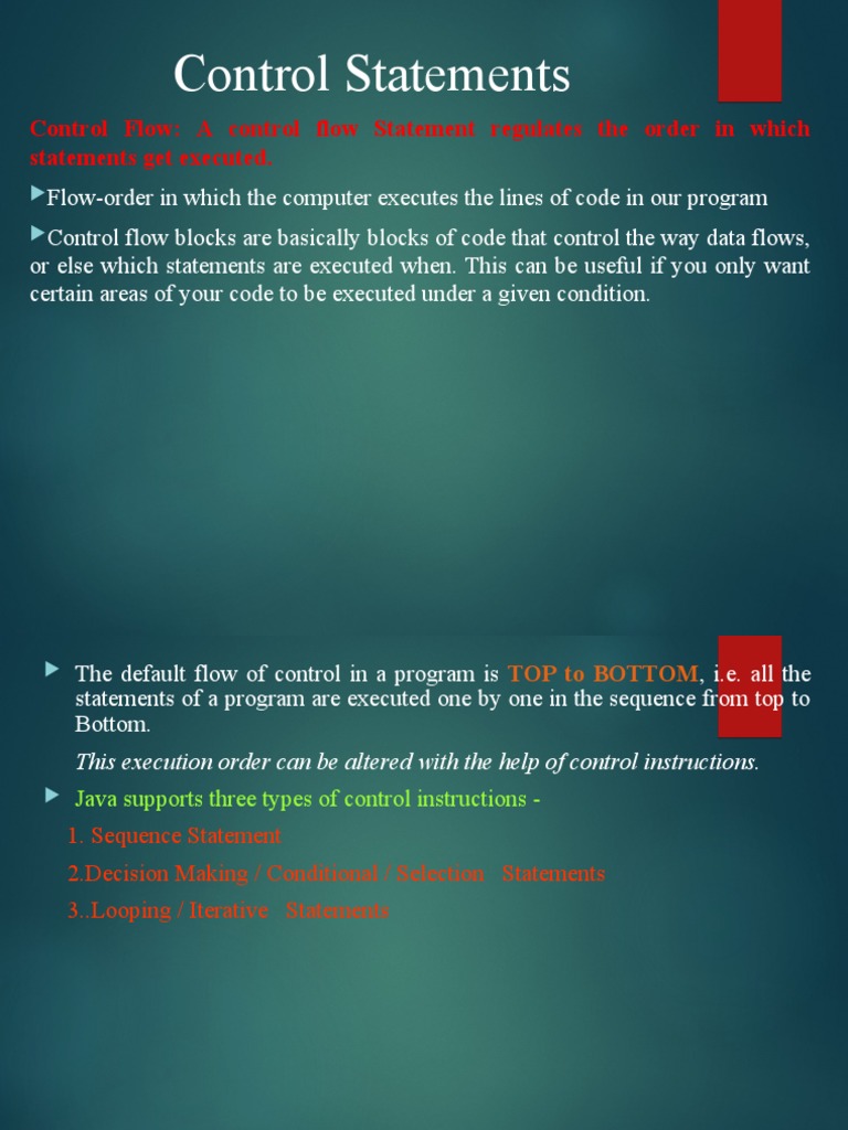 Java Control Statements PPT | PDF | Control Flow | Software Development Java Control Statements PPT | PDF | Control Flow | Software Development
