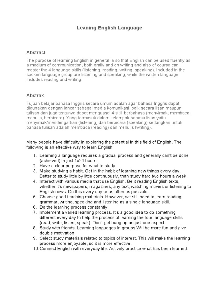 Learning English Language | PDF | English Language | Learning