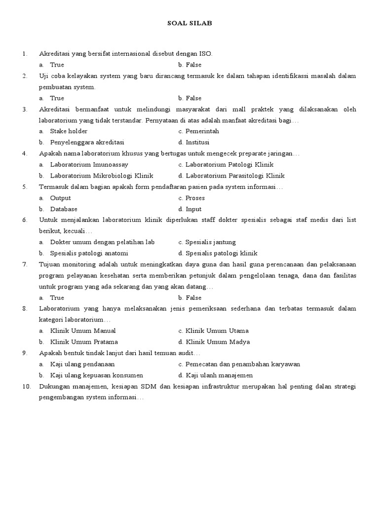 Soal Silab | PDF