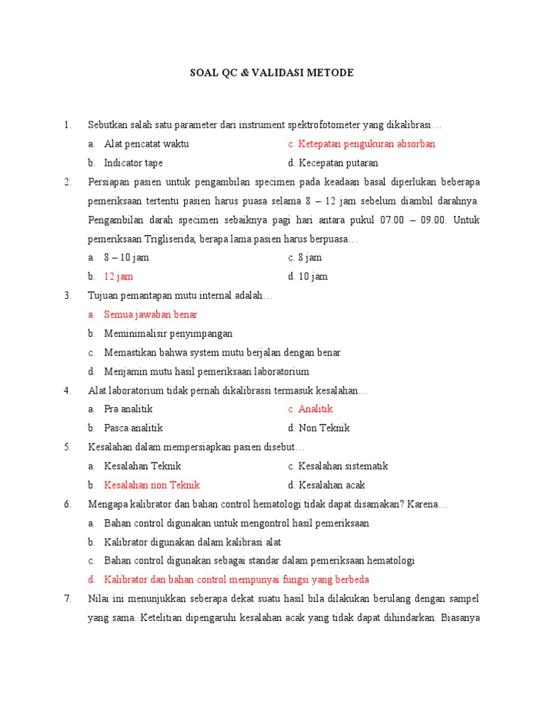 Soal QC & Validasi Metode | PDF