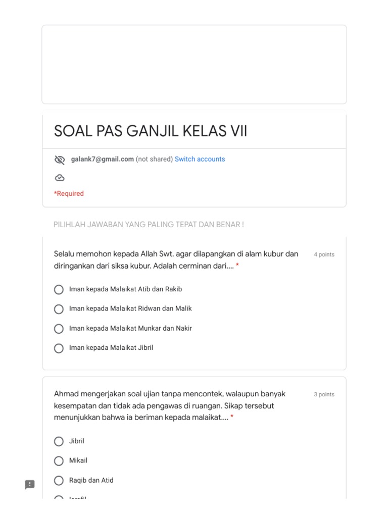 Soal Pas Ganjil Kelas Vii | PDF