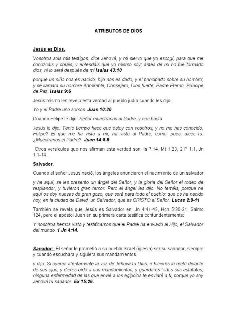 Atributos de Dios en la Biblia | PDF | Jesús | Evangelio de Mateo