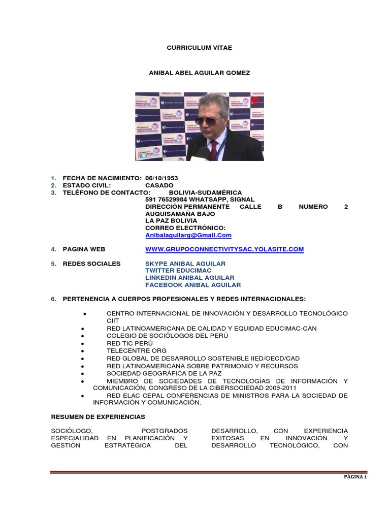 CV - Anibal Aguilar - Curriculum Vitae Junio 2021 | PDF | America latina | Perú