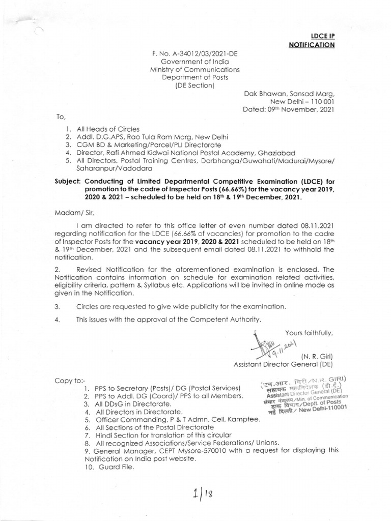 LDCE Notification for Inspector Posts | PDF | Marriage