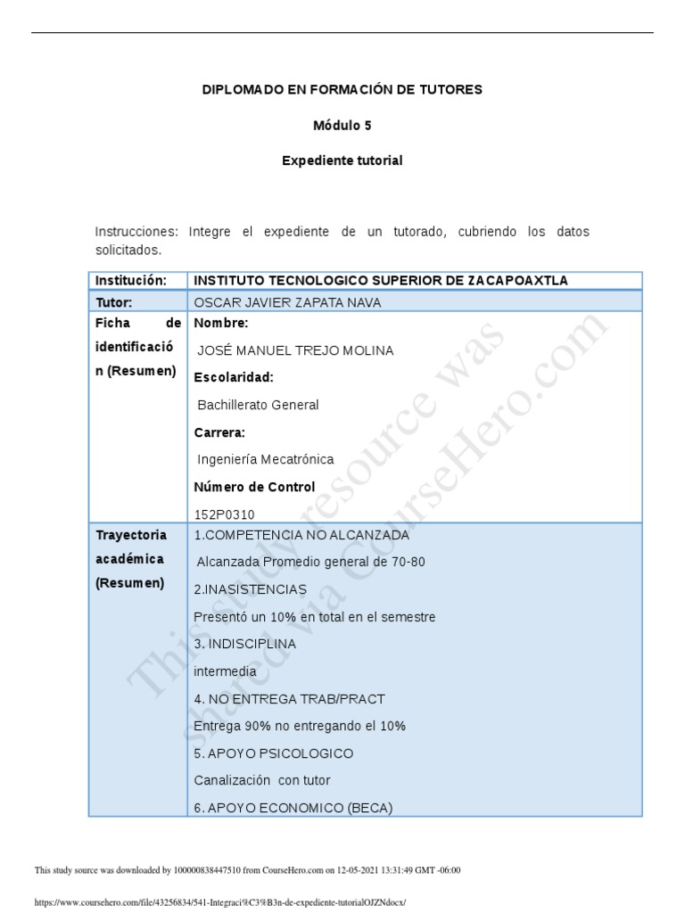 5.4.1 Integraci N de Expediente Tutorial - OJZN | PDF | Aprendizaje ...