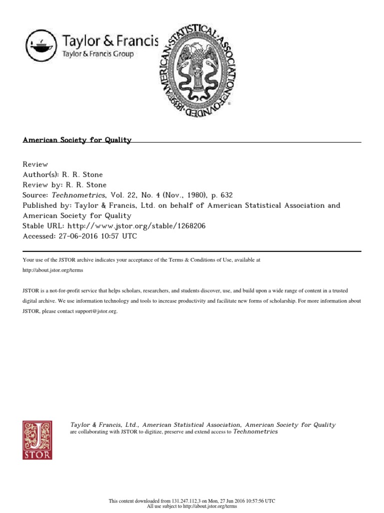 Taylor & Francis, LTD., American Statistical Association, American ...