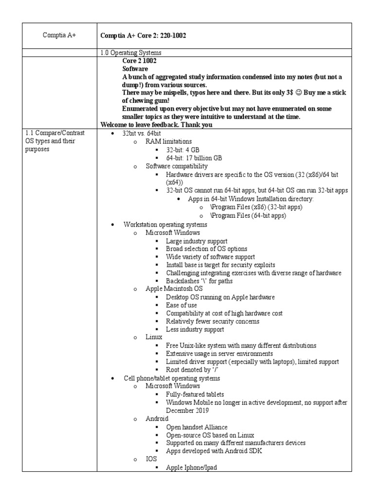 CompTia A+ 220-1002 Study Guide | PDF | Windows Registry | Microsoft ...