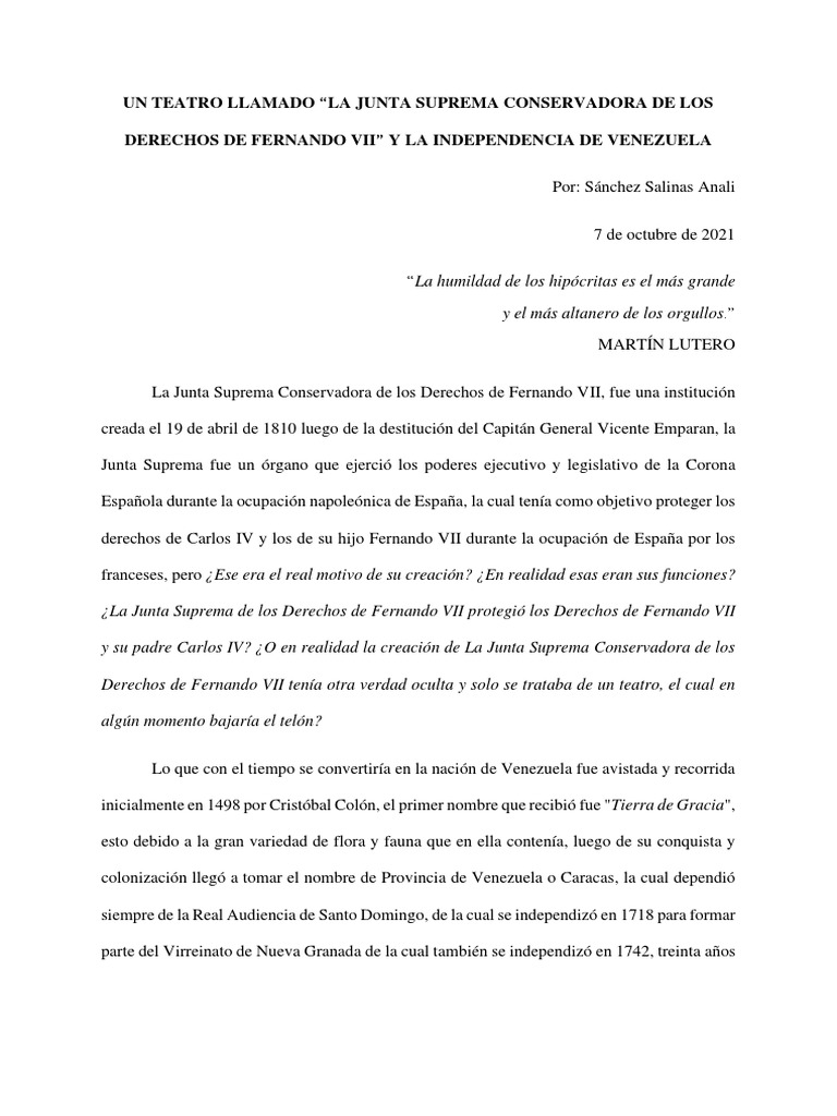 Un Teatro Llamado "La Junta Suprema Conservadora de Los Derechos de ...
