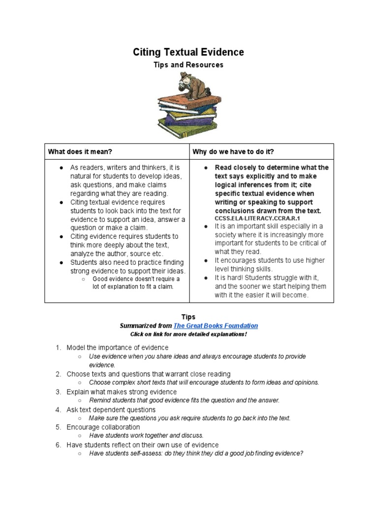 Citing Textual Evidence: Tips and Resources | PDF | Evidence ...