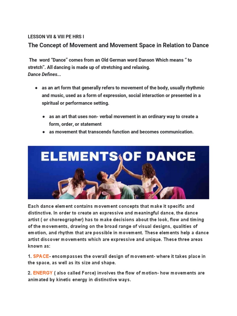 Movement Concepts in Dance: Space & Elements | PDF | Anatomical Terms ...