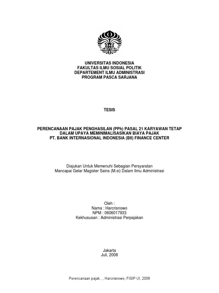 Contoh Tax Planing PPH PSL 21-26 | PDF