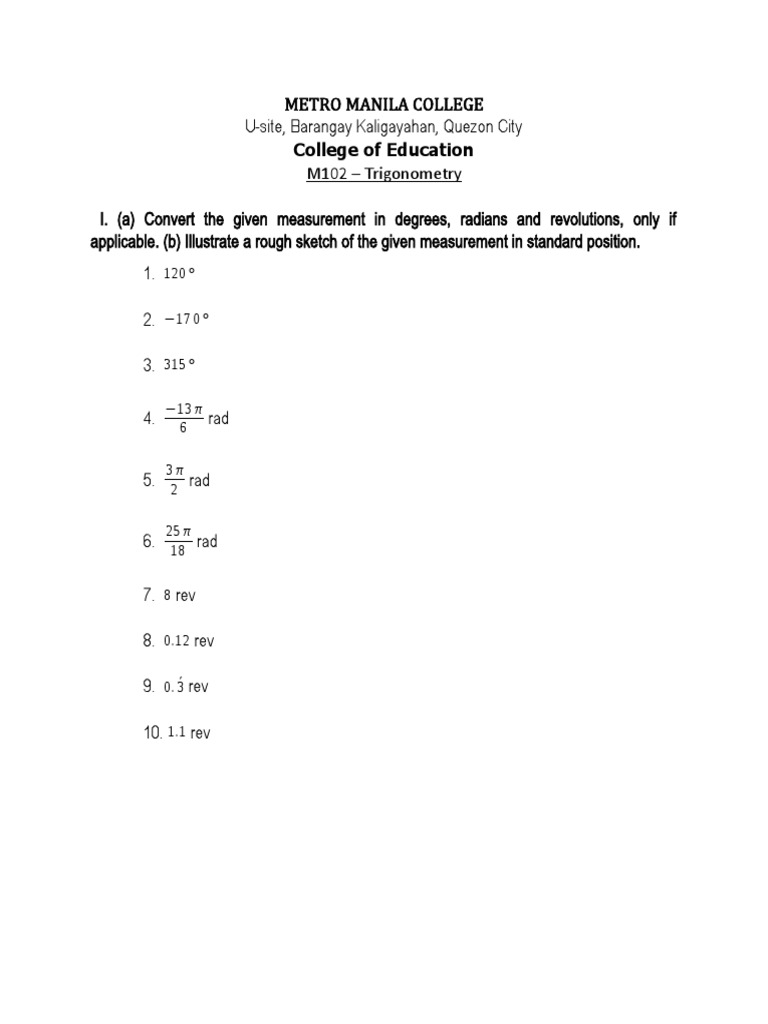 Trigonometry Measurement Conversions | PDF | Science & Mathematics