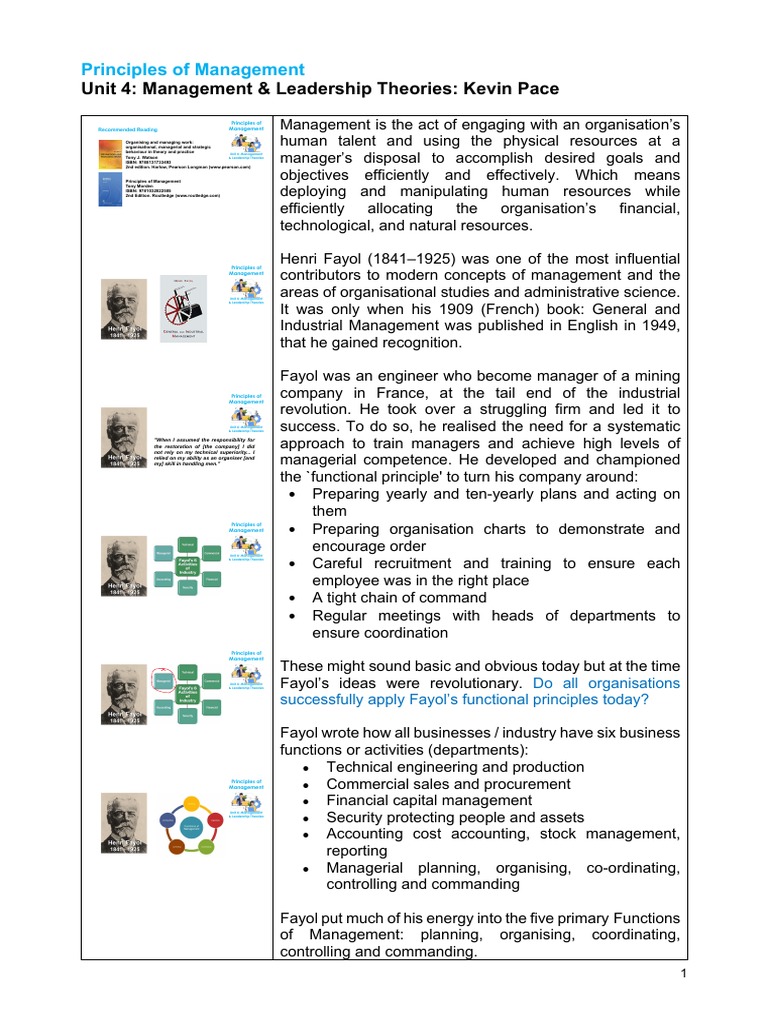 Unit 4 - Management & Leadership Theories - Students HO | PDF ...